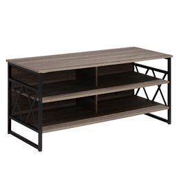 Beliani TV-M&Ouml;BEL Dunkelbraun, Schwarz CARLISLE 51/120/56 cm
