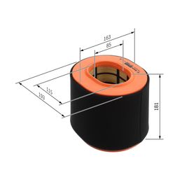 Bosch Luftfilter f026400876 Filtereinsatz 181mm f&uuml;r Fiat