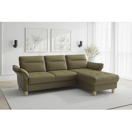 Sit & More Ecksofa SIT & MORE "Pamela L-Form, Leder, B: 218 und 230 cm", olive, B:230cm H:90cm T:164cm, Sofas, Ecksofa