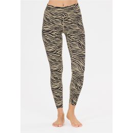 ENDURANCE ATHLECIA Trainingstights ATHLECIA "Larissa", Damen, Gr. 34, EURO-Gr&ouml;&szlig;en, hellbraun, schwarz, 77% Polyamid, 23% Elasthan, bedruckt, Hosen, mit Quick Dry-Funktion