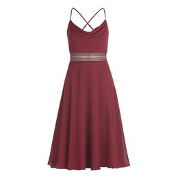 Cocktailkleid Vera Mont "Damen mit Wasserfallausschnitt", Damen, Gr. 32, Normalgr&ouml;&szlig;en, deep dahlia, Chiffon, Obermaterial: 100% Polyester recycelt., festlich, tailliert, Wasserfallausschnitt, Kleider, Stickerei