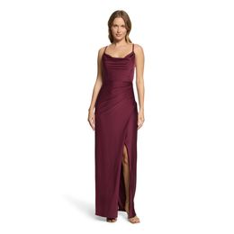 Abendkleid Vera Mont "Damen figurbetont", Damen, Gr. 32, Normalgr&ouml;&szlig;en, rot (deep dahlia), Satin, Obermaterial: 81% Polyamid, 19% Elasthan. Besatz: 100% Polyamid., feminin, figurbetont, Wasserfallausschnitt, Kleider Abendkleid, Schlitz