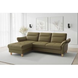 Sit & More Ecksofa SIT & MORE "Pamela L-Form, Leder, B: 218 und 230 cm", olive, B:230cm H:90cm T:164cm, Sofas, Ecksofa