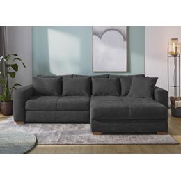 Jockenh&ouml;fer Ecksofa JOCKENH&Ouml;FER GRUPPE "Kampen L-Form, B: 288 cm, Liegefl. 153x245 cm", grau (dunkelgrau), B:288cm T:130cm, Korpus: 100% Polyester;Kissen: 100% Polyester, Sofas, Ecksofa, mit Bettfunktion, Bettkasten & Zierkissen, Federkern