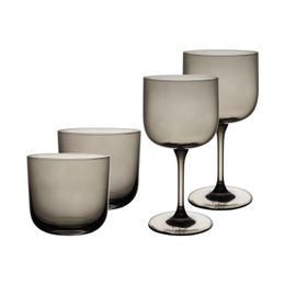 Gl&auml;ser-Set "Wein- und Wassergl&auml;ser Like Glass 4er Set", smoke, B:2cm H:2cm, Glas, LIKE. BY VILLEROY & BOCH, Trinkgef&auml;&szlig;e, Handw&auml;sche wird empfohlen