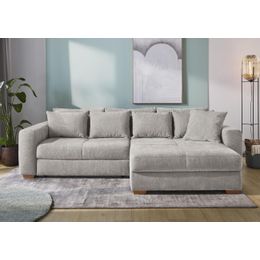 Jockenh&ouml;fer Ecksofa JOCKENH&Ouml;FER GRUPPE "Kampen L-Form, B: 288 cm, Liegefl. 153x245 cm", grau (hellgrau), B:288cm T:130cm, Korpus: 100% Polyester;Kissen: 100% Polyester, Sofas, Ecksofa, mit Bettfunktion, Bettkasten & Zierkissen, Federkern