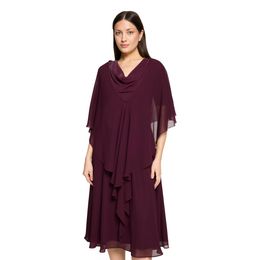 Multifunktionstuch Vera Mont "Damen mit Volant", Damen, Gr. L, lila (strong aubergine), Chiffon, Polyester, festlich, Modet&uuml;cher Multifunktionstuch, Nahtf&uuml;hrung