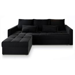 Masseno Ecksofa, Schwarz, Kunststoff, 3-Sitzer, L-Form,L-Form, 220x140 cm, Wohnzimmer, Sofas & Couches, Wohnlandschaften, Ecksofas