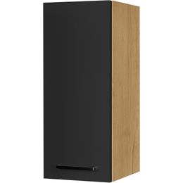 H&auml;ngeschrank Nobilia "MIAMI", Ausrichtung w&auml;hlbar, vormontiert", front: schwarz supermatt korpus: eiche sierra, B:30cm H:72cm T:37,2cm, Schr&auml;nke, H&auml;ngeschrank, in drei Breiten: 30, 45 und 60 cm, mit Soft-Close-Funktion