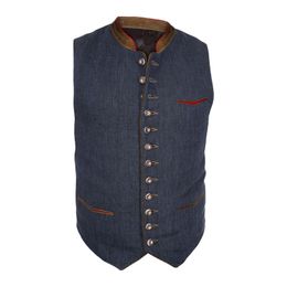 Trachtenweste Almsach "Trachtenweste CAMILLO2", Herren, Gr. 56, blau, Obermaterial: 100% Leinen LI., Westen