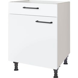 Kochfeldumbauschrank Nobilia "MIAMI", mit Schukasten und T&uuml;r, Ausrichtung w&auml;hlbar", wei&szlig; (front: schwarzbeton korpus: seidengrau), B:60cm H:87cm T:58,3cm, Schr&auml;nke, Kochfeldumbauschrank, vormontiert, Breite 60 cm