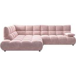 Ecksofa Home Affaire "Cozy Bubble, mit klappbarer Armlehne, Breite 289 cm", rosa (rosewood), B:289cm H:85cm T:215cm, 100% Polyester, Sofas, Ecksofa, mit eleganter Steppung, Rundumbezug & weicher Polsterung