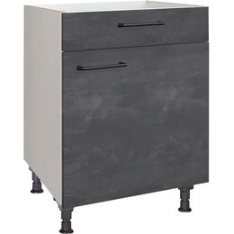 Kochfeldumbauschrank Nobilia "MIAMI", mit Schukasten und T&uuml;r, Ausrichtung w&auml;hlbar", grau (front: schwarzbeton korpus: seidengrau), B:60cm H:87cm T:58,3cm, Schr&auml;nke, Kochfeldumbauschrank, vormontiert, Breite 60 cm
