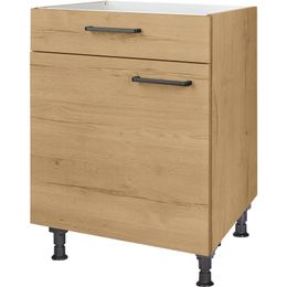 Kochfeldumbauschrank Nobilia "MIAMI", mit Schukasten und T&uuml;r, Ausrichtung w&auml;hlbar", braun (front: eiche sierra nachbildung korpus: eiche sierra nachbildung), B:60cm H:87cm T:58,3cm, Schr&auml;nke, Kochfeldumbauschrank, vormontiert, Breite 60 cm