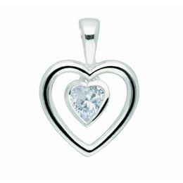 Adelia&acute;s Herzkette ADELIA&acute;S "Halskette - Herzkette mit Anh&auml;nger Herz mit Zirkonia aus 925", silber, Halsketten, Damen, Silber 925 (Sterlingsilber), Herzkette, Schmuckset mit bis 45 cm stufenlos verstellbarer 925 Silber Halskette