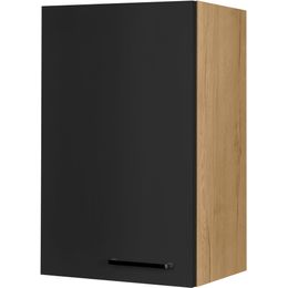 H&auml;ngeschrank Nobilia "MIAMI", Ausrichtung w&auml;hlbar, vormontiert", front: schwarz supermatt korpus: eiche sierra, B:45cm H:72cm T:37,2cm, Schr&auml;nke, H&auml;ngeschrank, in drei Breiten: 30, 45 und 60 cm, mit Soft-Close-Funktion