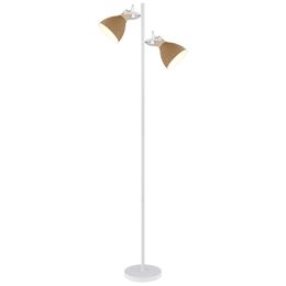 Globo LIGHTING Stehlampe "LYNDON", braun (wei&szlig; matt), 2, &Oslash; 15cm H: 158,5cm, 1 Stk., Leuchten, Stehleuchte aus Holz & Metall, schwenkbar, flexibel & modern, Stehlampe