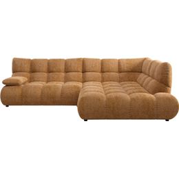 Ecksofa Home Affaire "Cozy Bubble, mit klappbarer Armlehne, Breite 289 cm", braun (rusty), B:289cm H:85cm T:215cm, 100% Polyester, Sofas, Ecksofa, mit eleganter Steppung, Rundumbezug & weicher Polsterung