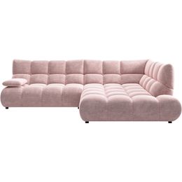 Ecksofa Home Affaire "Cozy Bubble, mit klappbarer Armlehne, Breite 289 cm", rosa (rosewood), B:289cm H:85cm T:215cm, 100% Polyester, Sofas, Ecksofa, mit eleganter Steppung, Rundumbezug & weicher Polsterung