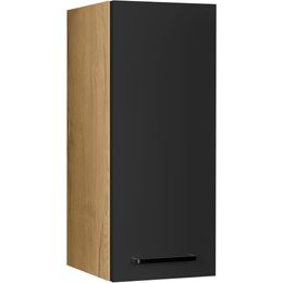 H&auml;ngeschrank Nobilia "MIAMI", Ausrichtung w&auml;hlbar, vormontiert", front: schwarz supermatt korpus: eiche sierra, B:30cm H:72cm T:37,2cm, Schr&auml;nke, H&auml;ngeschrank, in drei Breiten: 30, 45 und 60 cm, mit Soft-Close-Funktion
