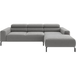 Ecksofa Home Affaire "Ecksofa, L-Form, incl. Kopfteilverstellung, Breite 258 cm", grau, B:258cm H:71cm T:183cm, 95% Polyester, 5% Nylon, Sofas, Ecksofa, wahlweise elektrische Sitztiefenverstellung