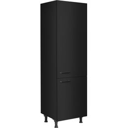 K&uuml;hlumbauschrank Nobilia "MIAMI", mit zwei T&uuml;ren und zus&auml;tzlichem Einlegeboden", front: schwarz supermatt korpus: schwarz, B:60cm H:216,6cm T:58,3cm, Schr&auml;nke, vormontiert, Ausrichtung w&auml;hlbar, Breite/H&ouml;he: 60/216,6 cm