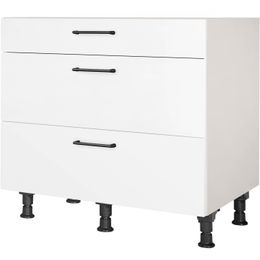 Unterschrank Nobilia "MIAMI", vormontiert, mit h&ouml;henverstellbaren Sockelf&uuml;&szlig;en, in den", front: seidengrau korpus: seidengrau, B:90cm H:87cm T:58,3cm, Schr&auml;nke, Unterschrank, Breiten 30, 45, 60 und 90 cm, mit Schubkasten und Ausz&uuml;gen