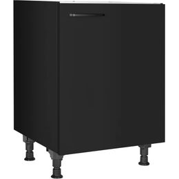 Sp&uuml;lenschrank Nobilia "MIAMI", Ausrichtung w&auml;hlbar, vormontiert, in den Breiten", front: schwarz supermatt korpus: schwarz, B:60cm H:87cm T:58,3cm, Schr&auml;nke, Sp&uuml;lenschrank, 45 und 60 cm, mit h&ouml;henverstellbaren Sockelf&uuml;&szlig;en