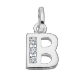Adelia&acute;s Namenskette ADELIA&acute;S "Halskette - Namenskette mit Buchstabenanh&auml;nger B mit Zirkonia", silber, Halsketten, Damen, Silber 925 (Sterlingsilber), Schmuckset mit bis 45 cm stufenlos verstellbarer 925 Silber Halskette