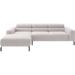 Ecksofa Home Affaire "Ecksofa, L-Form, incl. Kopfteilverstellung, Breite 258 cm", beige (wei&szlig;), B:258cm H:71cm T:183cm, 100% Polyester, Sofas, Ecksofa, wahlweise elektrische Sitztiefenverstellung