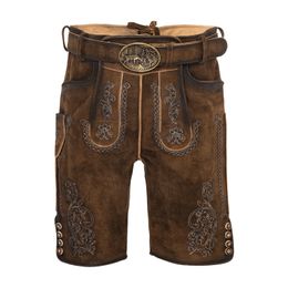 Lederhose GWANDLER "Lederhose FERDI havanna", Herren, Gr. 54, EURO, braun, Obermaterial: 100% Lederfaserstoff LEAFIBTEX., Hosen