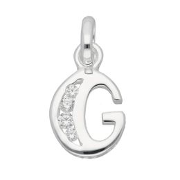 Adelia&acute;s Namenskette ADELIA&acute;S "Halskette - Namenskette mit Buchstabenanh&auml;nger G mit Zirkonia", silber, Halsketten, Damen, Silber 925 (Sterlingsilber), Schmuckset mit bis 45 cm stufenlos verstellbarer 925 Silber Halskette