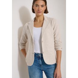 Jackenblazer Cecil, Damen, Gr. L (42), beige (cashmere beige melange), Web, Obermaterial: 95% Baumwolle, 5% Elasthan, meliert, unifarben, normal h&uuml;ftbedeckend, V-Ausschnitt, abgesteppte Kante, Blazer, mit Struktur in Unifarbe