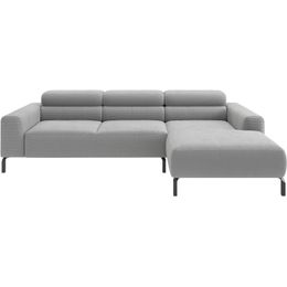 Ecksofa Home Affaire "Ecksofa, L-Form, incl. Kopfteilverstellung, Breite 258 cm", grau (silber), B:258cm H:71cm T:183cm, 95% Polyester, 5% Nylon, Sofas, Ecksofa, wahlweise elektrische Sitztiefenverstellung