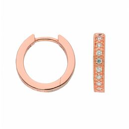 Adelia&acute;s Paar Creolen ADELIA&acute;S "15,5 mm ⌀ Creolen Ohrringe 925 Silber vergoldet mit Zirkonia", ros&eacute;gold, Ohrringe, Damen, Damen, Silber 925 (Sterlingsilber), Goldohrringe