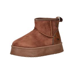 Stiefelette Mustang Shoes "Mustang Shoes Stiefelette Veloursleder/Textil", Damen, Gr. 37, braun, Textil, Veloursleder, Schuhe Stiefelette