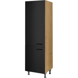 Vorratsschrank Nobilia "MIAMI", Ausrichtung w&auml;hlbar, mit zwei T&uuml;ren, vormontiert", schwarz (front: schwarz supermatt korpus: eiche sierra), B:60cm H:216,6cm T:58,3cm, Schr&auml;nke, Vorratsschrank, Breite/H&ouml;he: 60/216,6 cm