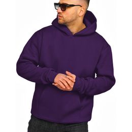 Hoodie DAILY COTTON "Daily Cotton Kapuzenpullover im Oversize Schnitt Unifarben - Kapuzenpullover Loose-Fit", Jungen, Gr. M, violett, Obermaterial: 65% Baumwolle CO. 35% Polyester PES., Sweatshirts Hoodie, Herren Basic Kapuzen-Sweatshirt Oversized Raglan Sweater
