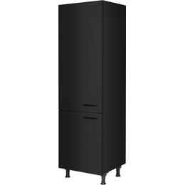 K&uuml;hlumbauschrank Nobilia "MIAMI", mit zwei T&uuml;ren und zus&auml;tzlichem Einlegeboden", front: schwarz supermatt korpus: schwarz, B:60cm H:216,6cm T:58,3cm, Schr&auml;nke, vormontiert, Ausrichtung w&auml;hlbar, Breite/H&ouml;he: 60/216,6 cm