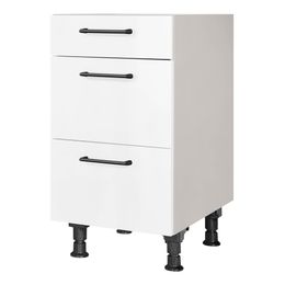 Unterschrank Nobilia "MIAMI", vormontiert, mit h&ouml;henverstellbaren Sockelf&uuml;&szlig;en, in den", front: schwarzbeton korpus: seidengrau, B:45cm H:87cm T:58,3cm, Schr&auml;nke, Unterschrank, Breiten 30, 45, 60 und 90 cm, mit Schubkasten und Ausz&uuml;gen