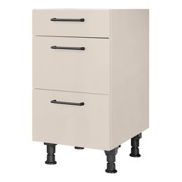 Unterschrank Nobilia "MIAMI", vormontiert, mit h&ouml;henverstellbaren Sockelf&uuml;&szlig;en, in den", front: sand korpus: sand, B:45cm H:87cm T:58,3cm, Schr&auml;nke, Unterschrank, Breiten 30, 45, 60 und 90 cm, mit Schubkasten und Ausz&uuml;gen