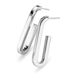 Adelia&acute;s Paar Creolen ADELIA&acute;S "Creolen Ohrringe 11,7 x 32,7 mm aus Silber rhodiniert rhodiniert", silber, Ohrringe, Damen, Damen, Silber 925 (Sterlingsilber)
