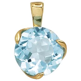 Kettenanh&auml;nger Jobo "Anh&auml;nger mit Blautopas 15 mm", gelb (hellblau, hellblau), Schmuckanh&auml;nger, Damen, Gelbgold 585, Kettenanh&auml;nger, 14 Karat 585 Gold