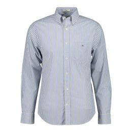 Langarmhemd Gant "REGULAR POPLIN STRIPE SHIRT", Herren, Gr. L, N-Gr, blau (surplus mint), Web, Obermaterial: 100% Baumwolle, regular fit normal, Rundhals, eingesetzt Manschette, Hemden, Regular fit mit Streifenmuster