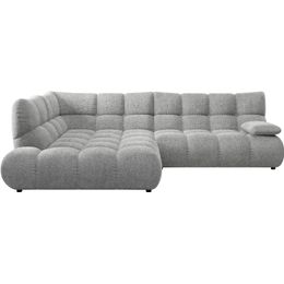 Ecksofa Home Affaire "Cozy Bubble, mit klappbarer Armlehne, Breite 289 cm", grau (light, grau), B:289cm H:85cm T:215cm, 100% Polyester, Sofas, Ecksofa, mit eleganter Steppung, Rundumbezug & weicher Polsterung