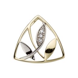 Kettenanh&auml;nger Jobo "Goldanh&auml;nger 16 mm", gelbgold 585, Schmuckanh&auml;nger, Damen, SI = kleine Einschl&uuml;sse, Diamanten Gelbgold 585 Wei&szlig;gold 585, Diamanten, Gelbgold 585, Wei&szlig;gold 585, Kettenanh&auml;nger, 14 Karat 585 Gold bicolor mit 3 Diamanten