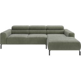 Ecksofa Home Affaire "Ecksofa, L-Form, incl. Kopfteilverstellung, Breite 258 cm", gr&uuml;n (turtle), B:258cm H:71cm T:183cm, 88% Polyester, 12% Polyacryl, Sofas, Ecksofa, wahlweise elektrische Sitztiefenverstellung