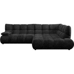 Ecksofa Home Affaire "Cozy Bubble, mit klappbarer Armlehne, Breite 289 cm", schwarz, B:289cm H:85cm T:215cm, 100% Polyester, Sofas, Ecksofa, mit eleganter Steppung, Rundumbezug & weicher Polsterung
