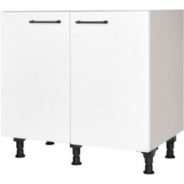Sp&uuml;lenschrank Nobilia "MIAMI", vormontiert, mit h&ouml;henverstellbaren Sockelf&uuml;&szlig;en", wei&szlig; (front: seidengrau korpus: seidengrau), B:90cm H:87cm T:58,3cm, Schr&auml;nke, Sp&uuml;lenschrank, Breite 90 cm