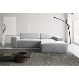 Ecksofa WERK2 "Zeus-L modern & zeitlos, Breite 253 cm, bequemes Sofa", grau (silbergrau), B:253cm H:70cm T:188cm, 92% Polyester, 8% Nylon, Sofas, Ecksofa, moderne Optik mit abgerundeten Kanten